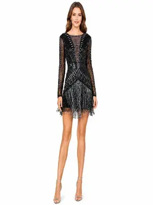 LARA NEW YORK Embellished Geometric High Neck Cocktail Dress