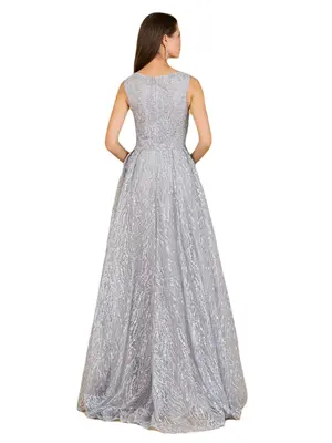 LARA NEW YORK Lace Embroidered Overskirt Dress