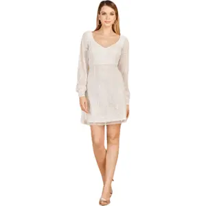 LARA NEW YORK V-neck Beaded Dress - Ivory
