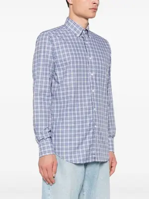 Canali Plaid-check Shirt - Blue