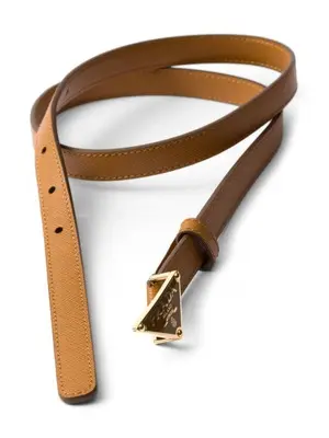 Prada Triangle-logo Leather Belt - Brown