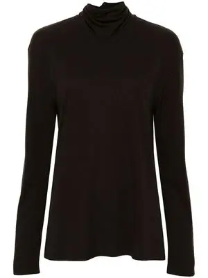 LEMAIRE Scarf-detail Long-sleeve Top - Brown
