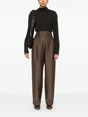 LEMAIRE Scarf-detail Long-sleeve Top - Brown