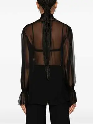 NISSA Silk Chiffon Crepe Blouse - Black