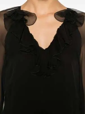 NISSA Ruffle-detail Silk Midi Dress