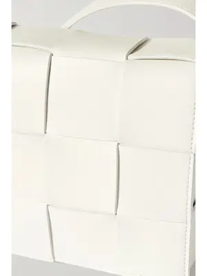 Bottega Veneta Cassette Medium Intrecciato Leather Crossbody Bag - White