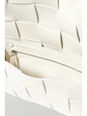 Bottega Veneta Cassette Medium Intrecciato Leather Crossbody Bag - White