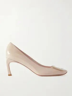 ROGER VIVIER Belle Vivier Trompette 70 Buckled Patent-leather Pumps - Neutrals