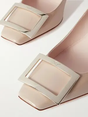 ROGER VIVIER Belle Vivier Trompette 70 Buckled Patent-leather Pumps - Neutrals