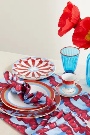 La DoubleJ Set Of Six Printed Linen Napkins