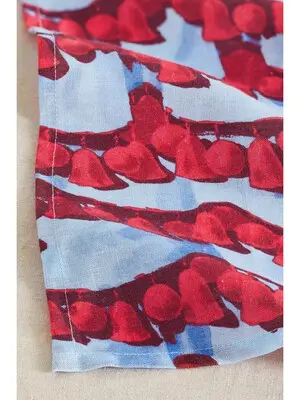 La DoubleJ Set Of Six Printed Linen Napkins - Red