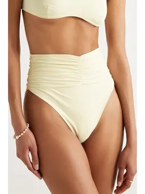 Magda Butrym Appliquéd Ruched Bikini Briefs - Neutrals