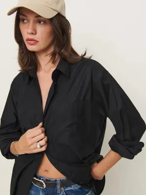 REFORMATION Eli Oversized Shirt - Black