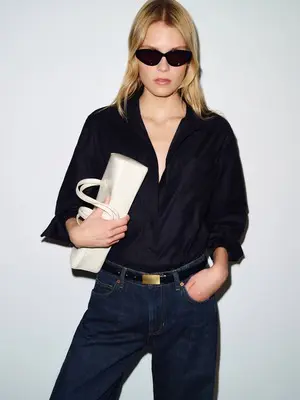 REFORMATION Eli Oversized Shirt - Black