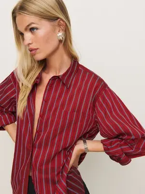 REFORMATION Reformation Eli Oversized Shirt Tomato Stripe