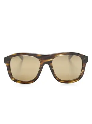 Gucci Logo-plaque Sunglasses - Brown