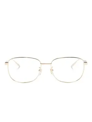 Gucci Logo-debossed Rectangle-frame Glasses - Gold