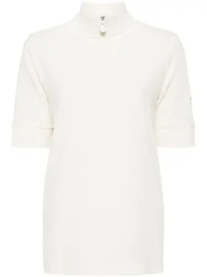 Moncler Zip Cotton T-shirt - Neutrals
