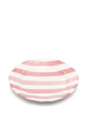LES-OTTOMANS Striped Ceramic Plate - Pink