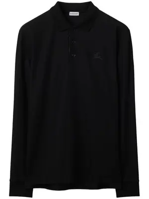 Burberry Long-sleeve Cotton Polo Shirt - Black