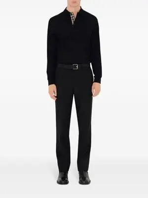 Burberry Long-sleeve Cotton Polo Shirt - Black