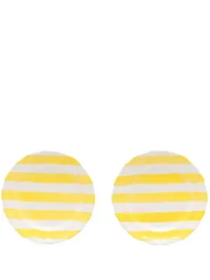 LES-OTTOMANS Striped Ceramic Plate - Yellow