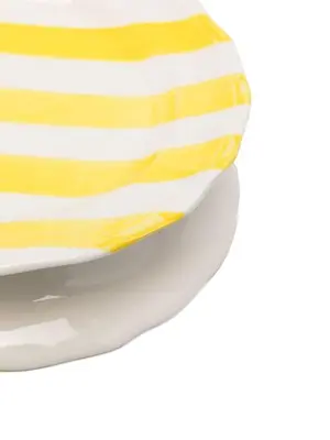 LES-OTTOMANS Striped Ceramic Plate - Yellow