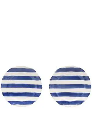 LES-OTTOMANS Striped Ceramic Plate - Blue