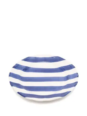 LES-OTTOMANS Striped Ceramic Plate - Blue