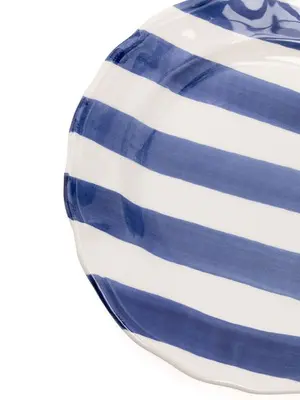 LES-OTTOMANS Striped Ceramic Plate - Blue