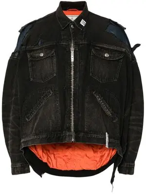 Mihara Yasuhiro Layered Denim Bomber Jacket - Black