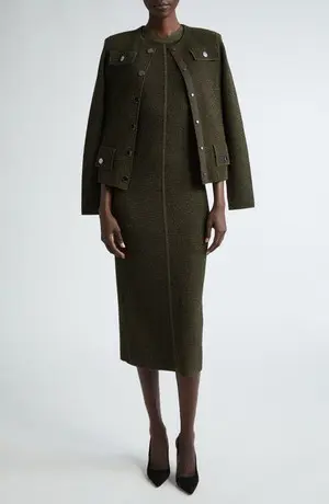 St. John Two-layer Stretch Mesh Dress