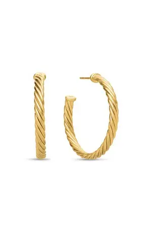 David Yurman 18k Cable Loop Hoop Earrings - Gold
