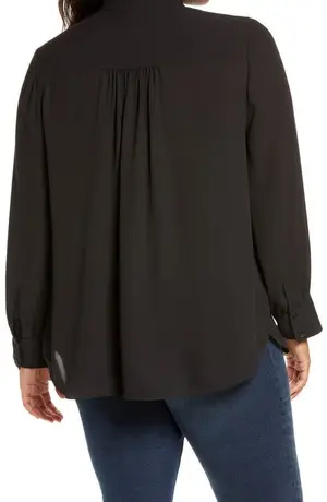 NYDJ Ruffle Neck Blouse - Black