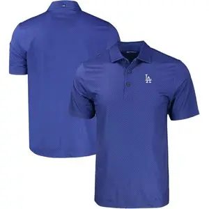 Cutter & Buck Los Angeles Dodgers Big & Tall Pike Eco Tonal Geo Print Stretch Recycled Polo - Royal
