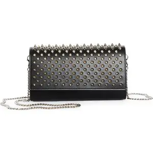 CHRISTIAN LOUBOUTIN Paloma Spike Leather Wallet On A Chain - Bk65 Black/silver
