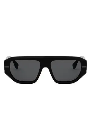 Fendi Graphy 54mm Geometric Sunglasses - Shiny Black/smoke