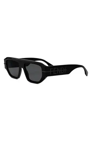 Fendi Graphy 54mm Geometric Sunglasses - Shiny Black/smoke