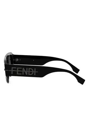 Fendi Graphy 54mm Geometric Sunglasses - Shiny Black/smoke