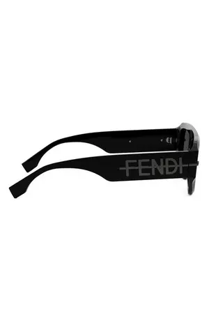 Fendi Graphy 54mm Geometric Sunglasses - Shiny Black/smoke