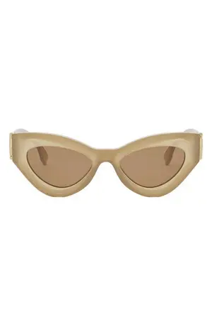 Fendi Ff Diamonds 52mm Cat Eye Sunglasses - Shiny Beige/brown
