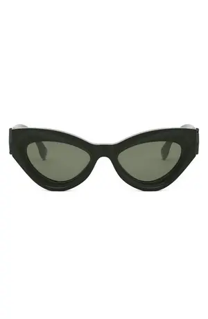Fendi Ff Diamonds 52mm Cat Eye Sunglasses - Shiny Dark Green / Green