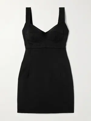 Dolce & Gabbana Scalloped Wool-blend Gabardine Mini Corset Dress - Black