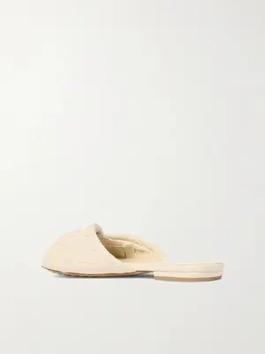 Bottega Veneta Blink Intrecciato Leather Slides - Neutrals