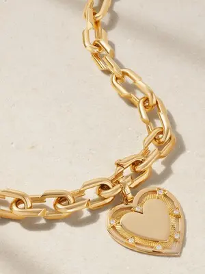 FOUNDRAE Foundrae Heart Token Love Medium 18-karat Gold Diamond Necklace