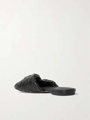 Bottega Veneta Blink Intrecciato Leather Slides - Black