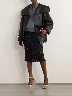 Dolce & Gabbana Oversized Textured-leather Biker Jacket