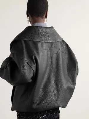 Dolce & Gabbana Oversized Textured-leather Biker Jacket