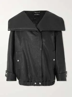 Dolce & Gabbana Oversized Textured-leather Biker Jacket