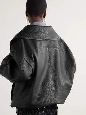 Dolce & Gabbana Oversized Textured-leather Biker Jacket